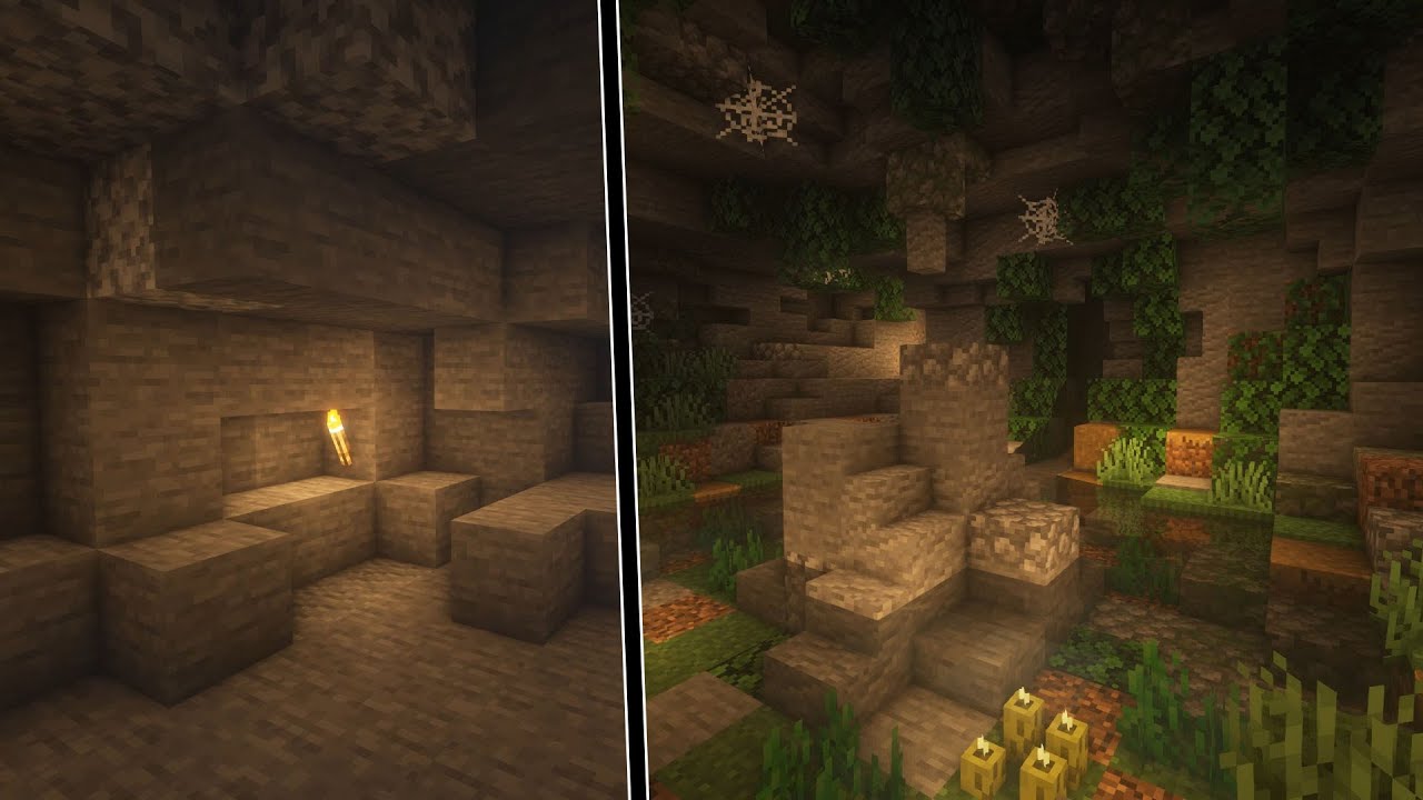 Minecraft Cave Transformation Tutorial - How to Make a Cave look ...