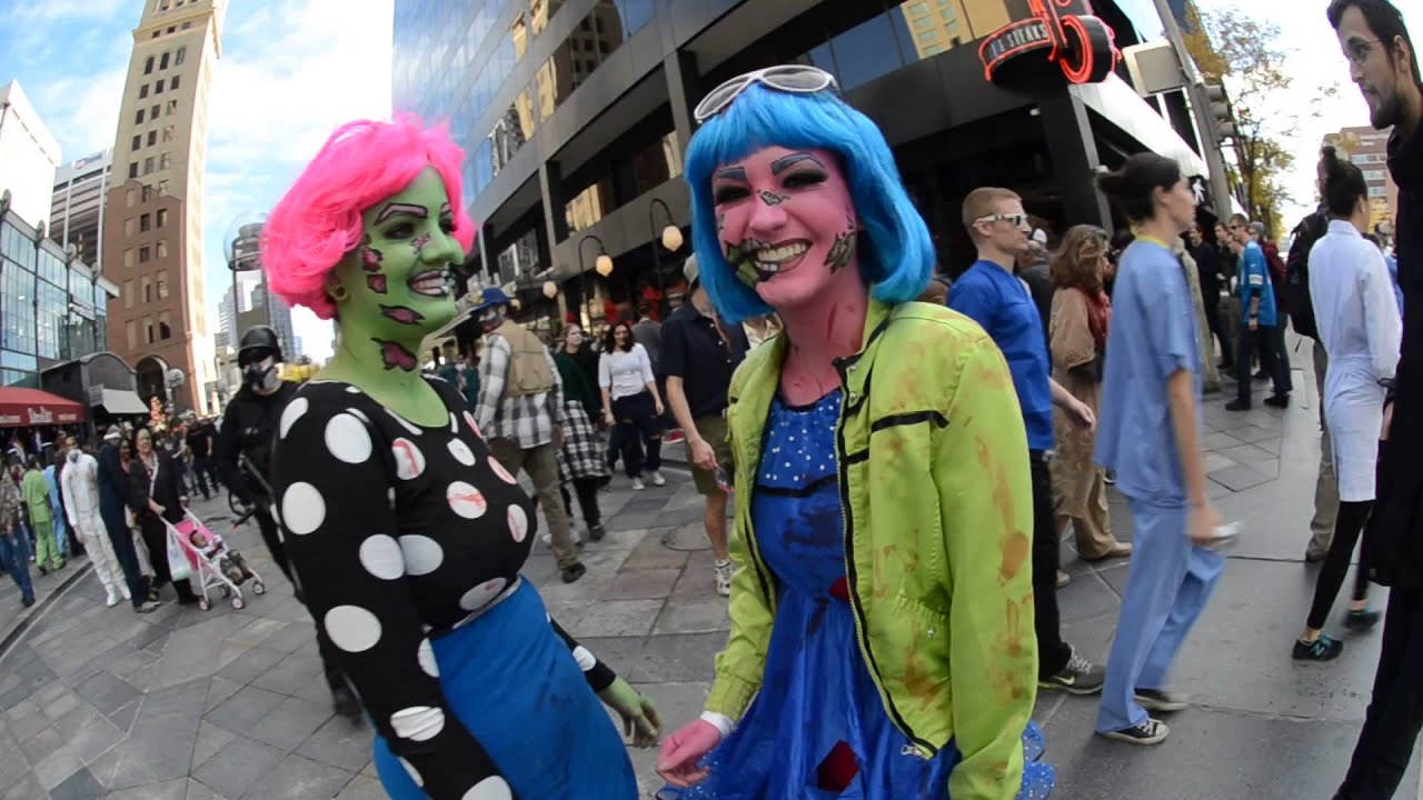 Cutest Zombies with Pink and Blue Hair | Denver Zombie Crawl 2013 - YouTube