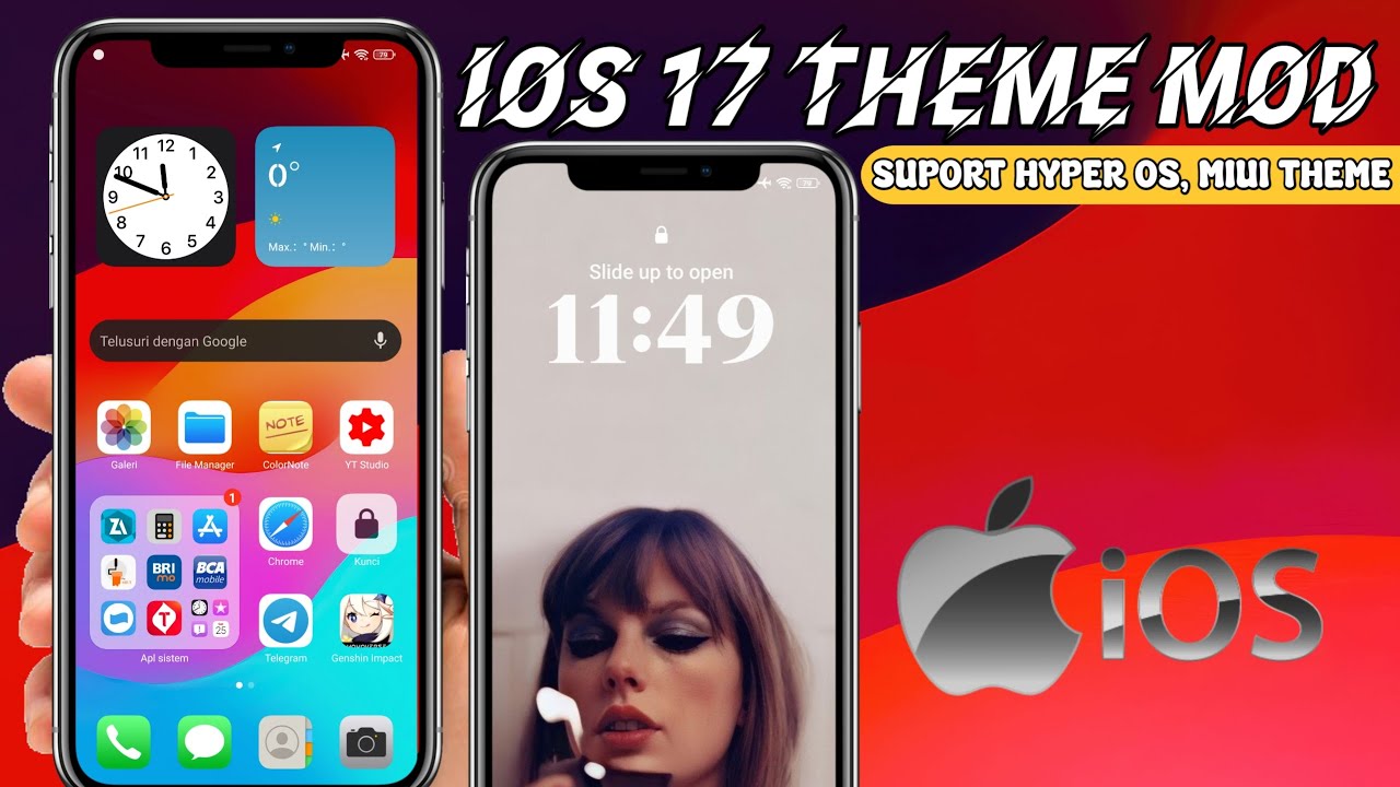NEW IOS 17 THEME‼️INSTALASI PERMANENT FOR HYPER OS MIUI 13 & 14 - YouTube