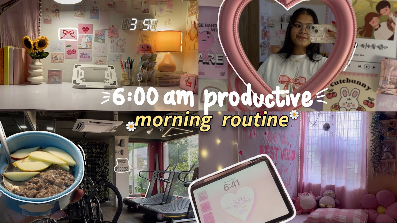 6:00 am PRODUCTIVE MORNING in my life ☀️🌷! life updates , first day at ...