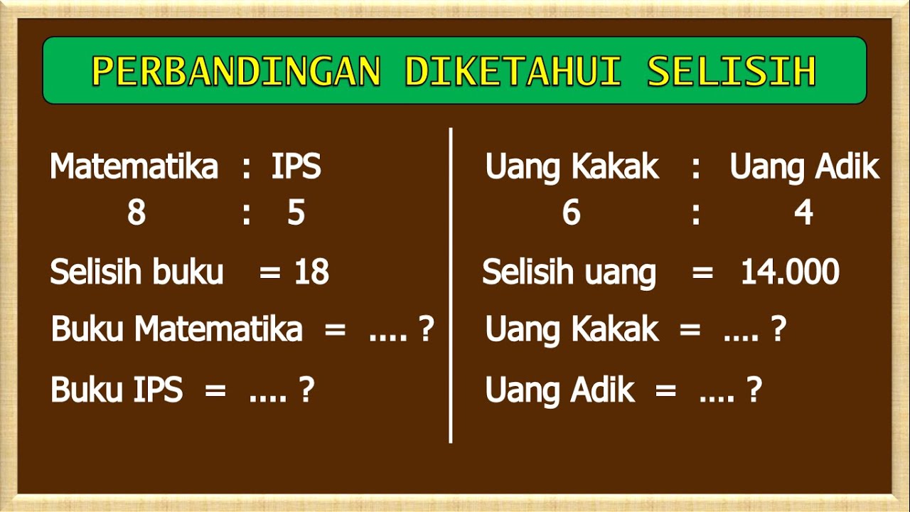 Perbandingan Diketahui Selisih - Matematika Kelas 5 SD - YouTube