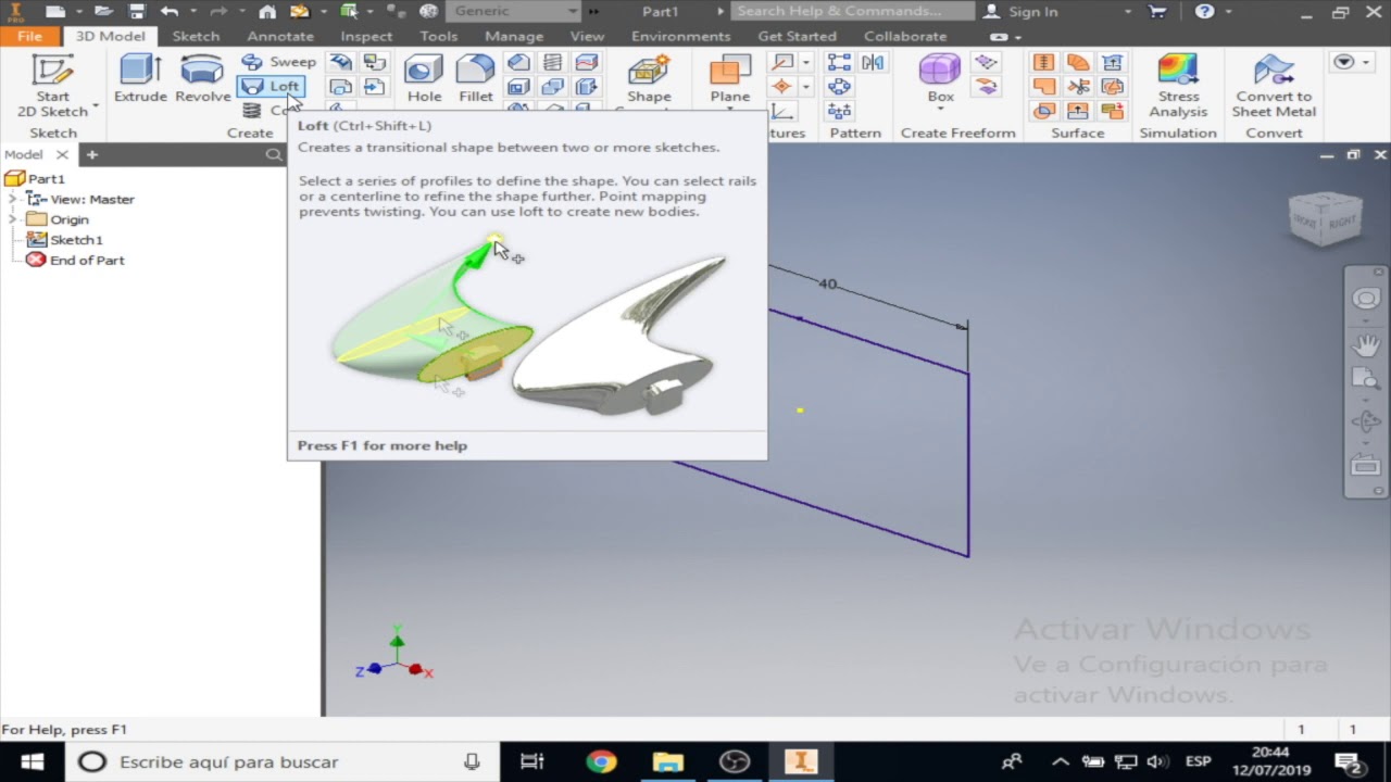 Tutorial Inventor Comando Loft - YouTube