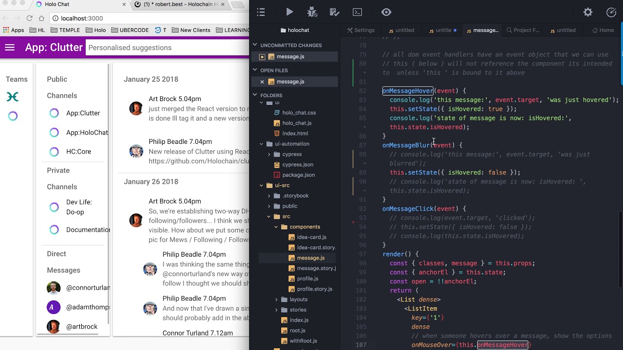 React: Conditional Rendering of a Component: Onhover and binding to ...