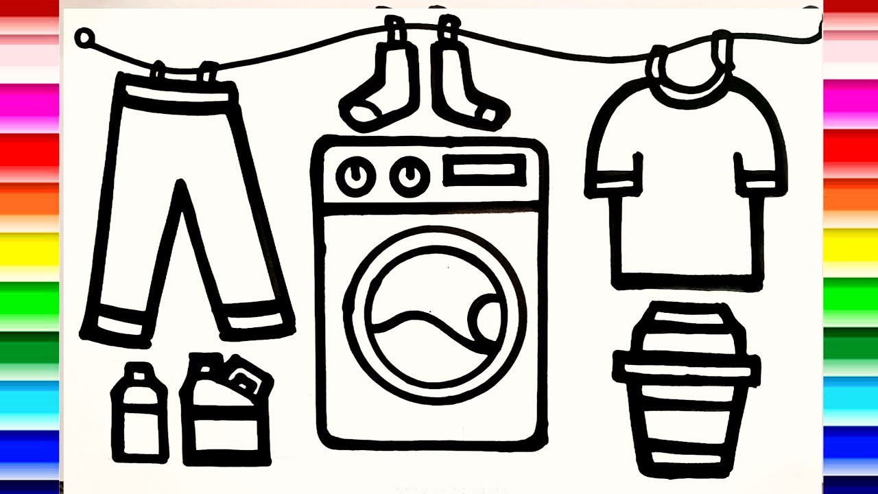Cloth Washing machine Drawing, Painting and Coloring for kids, Toddlers ...