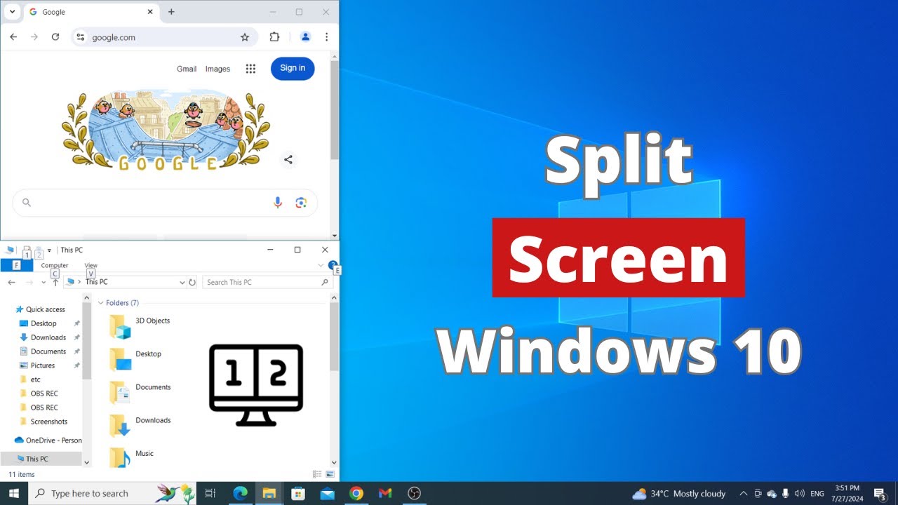 How to Split Screen in Windows 10 - YouTube