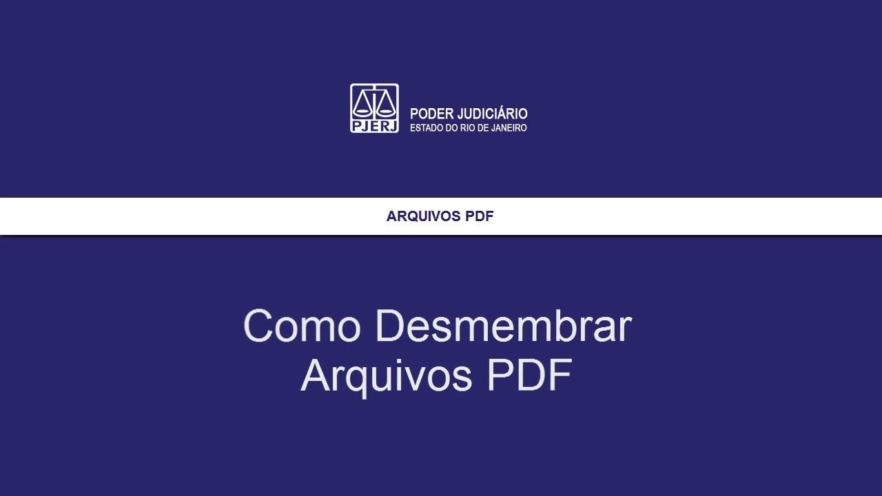 Como Desmembrar Arquivos PDF - YouTube