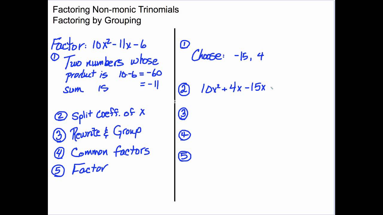 Factoring Non monic trinomials - YouTube