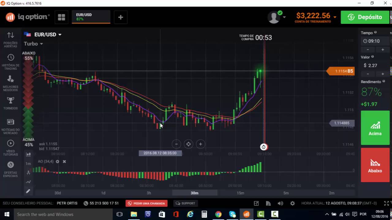 Operando com medias moveis EMA 25, EMA 18 E WMA 7. - YouTube