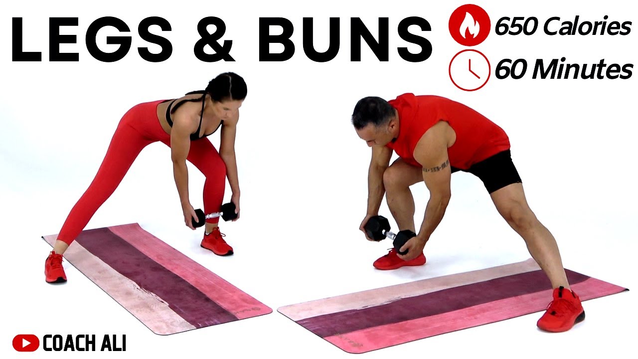 🔴 SUMMER LEGS & GLUTES | Dumbbell Workout 60 minutes 650 calories ...