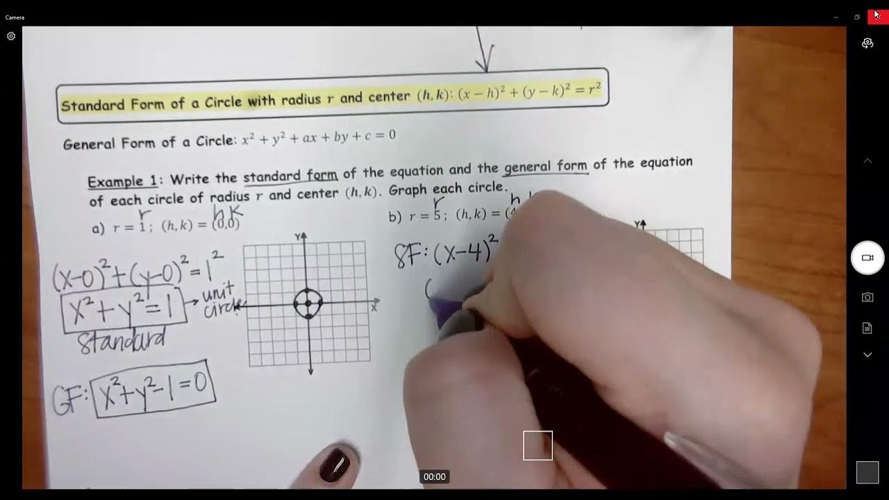 Writing Equations of a Circle in STANDARD and GENERAL form (+ Graphing ...