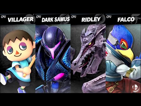 Villager VS Dark Samus VS Ridley VS Falco LV 9 CPU Battle Super Smash ...