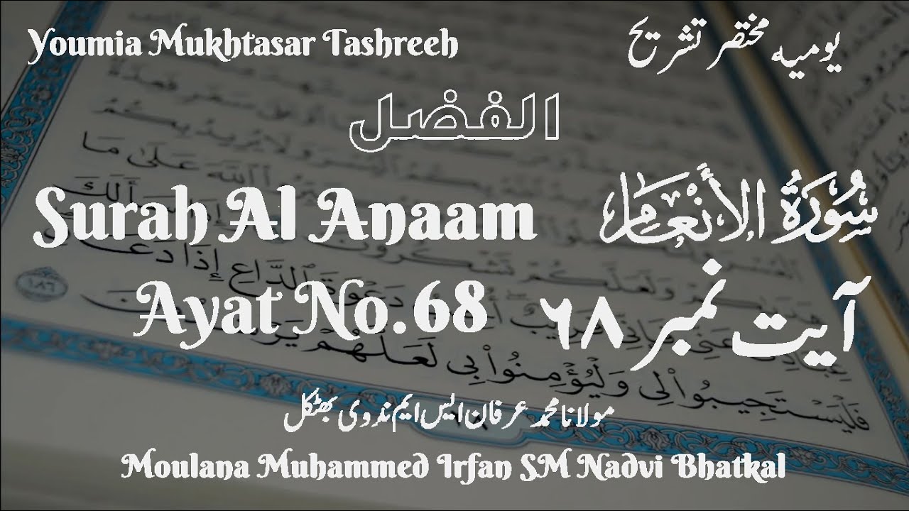 Quran 6:68 | Chapter 6 - Verse 68 | Surah 6 - Ayat 68 | Surah Al Anaam ...