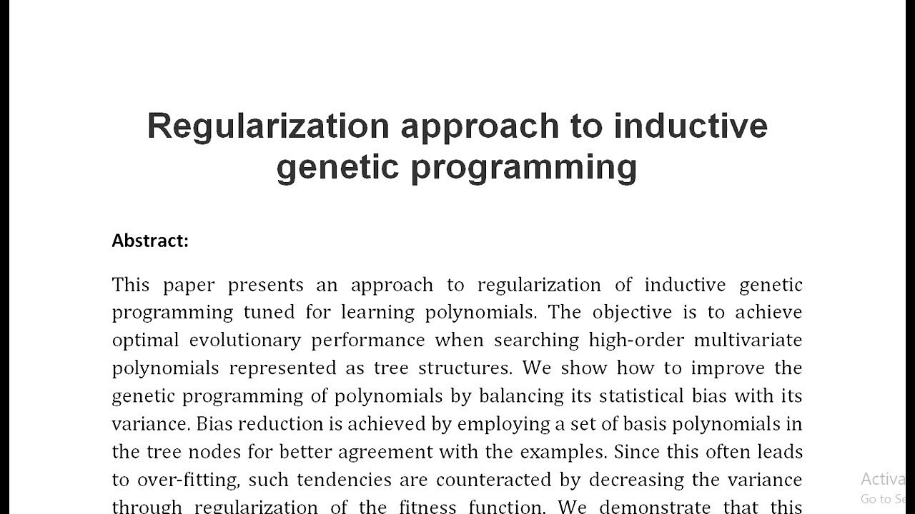 Regularization approach to inductive genetic programming - YouTube