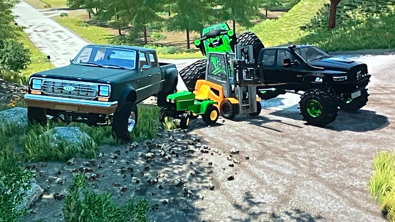 Going off-roading with some weird trucks/cars in fs22 (ALL CONSOLE MODS ...