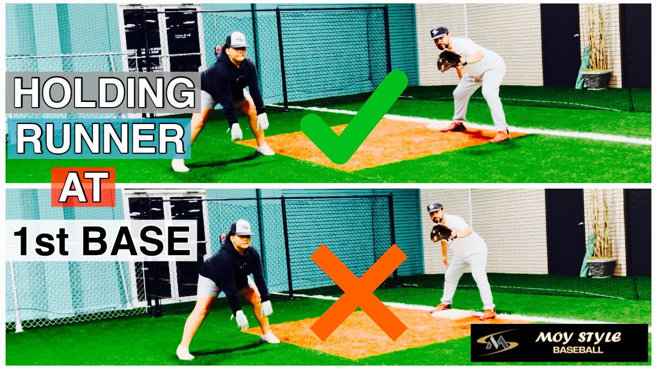 How to hold the runner at 1st base. - YouTube