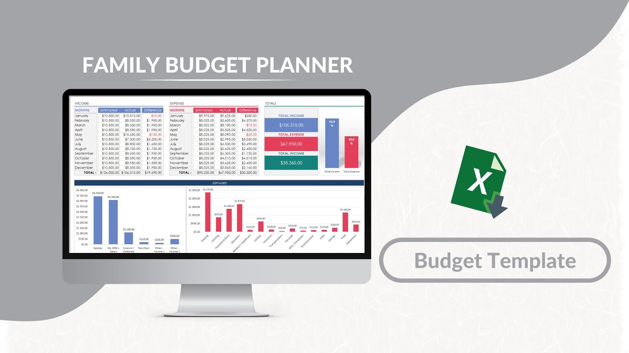 Family Budget Planner Excel Template - YouTube