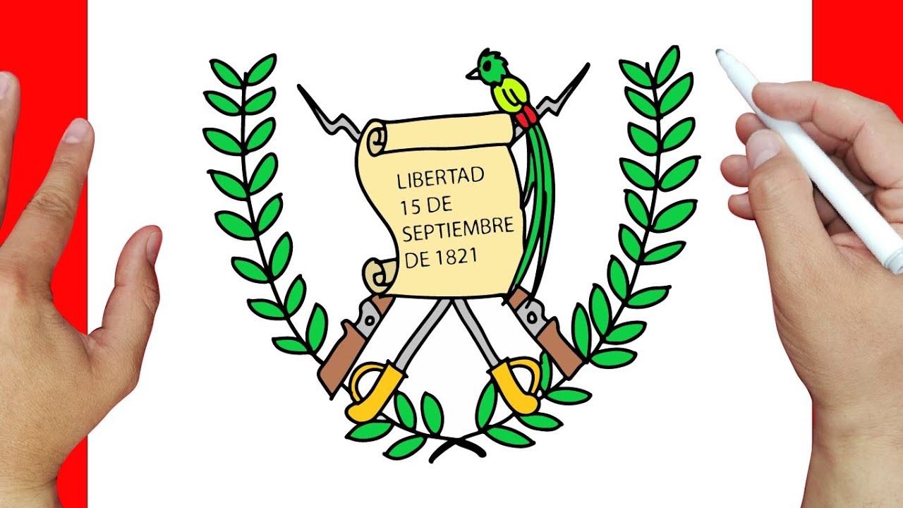 How to draw the shield of guatemala step by step - YouTube