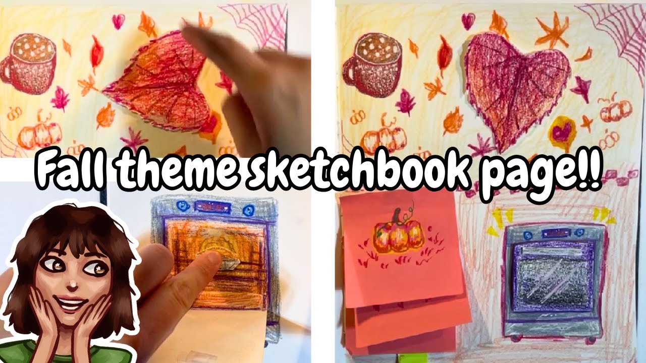 🍂Drawing a fall theme sketchbook page!!🥧 - YouTube