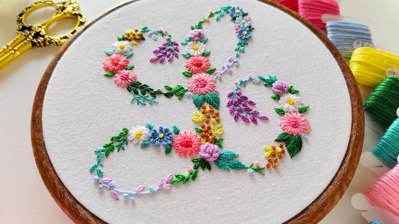 Flower Letter "L" Hand Embroidery Pattern | Floral Alphabet "L ...