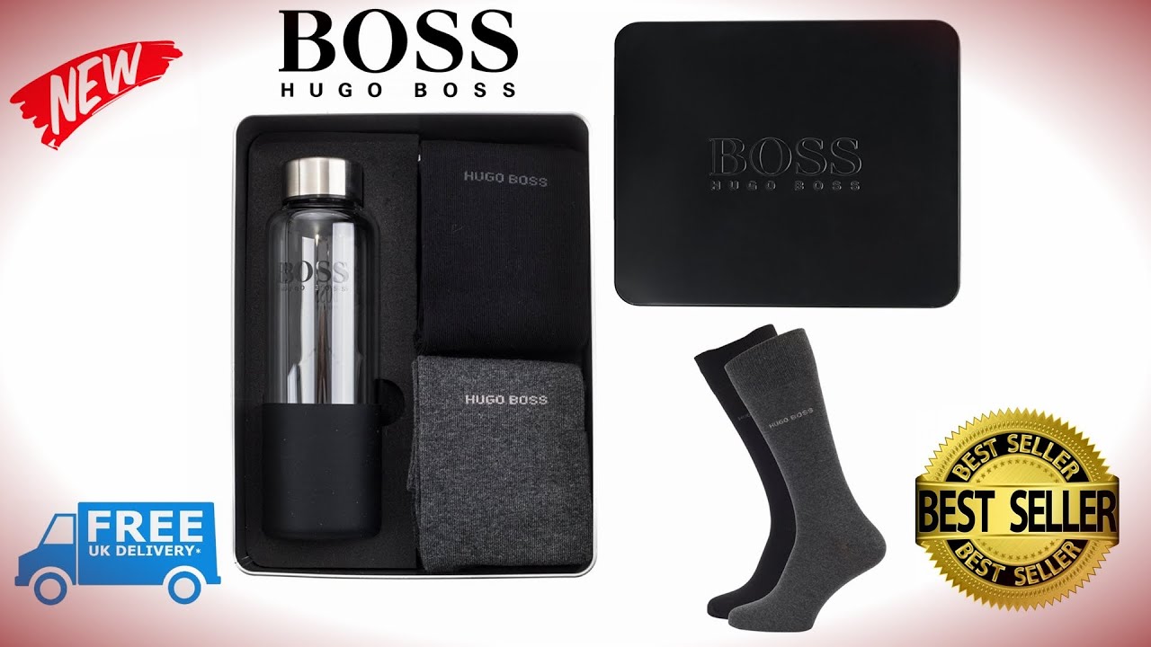 Hugo Boss Glass Water Bottle Socks Gift Set - YouTube