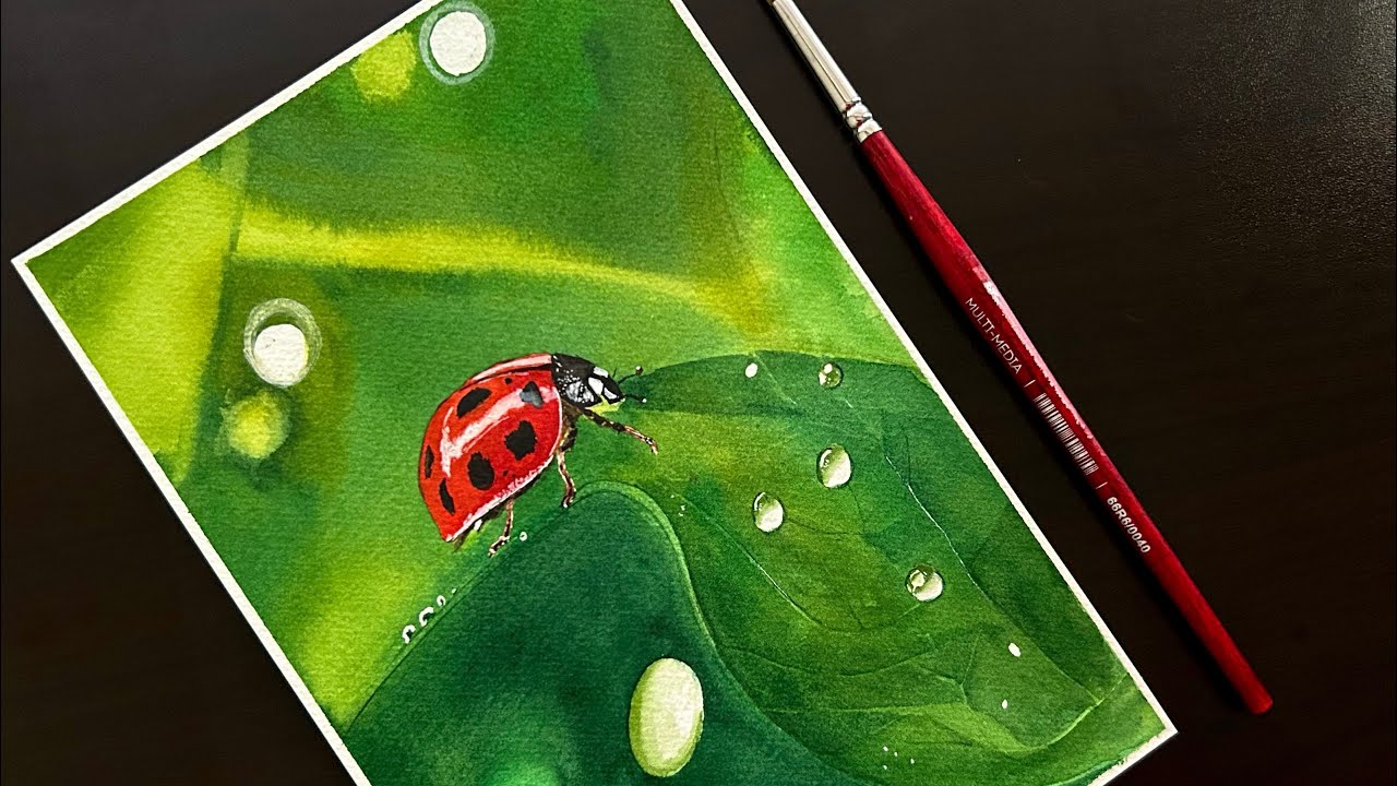 Painting Realistic Lady Bug Beetle With Watercolors: Relaxing ...