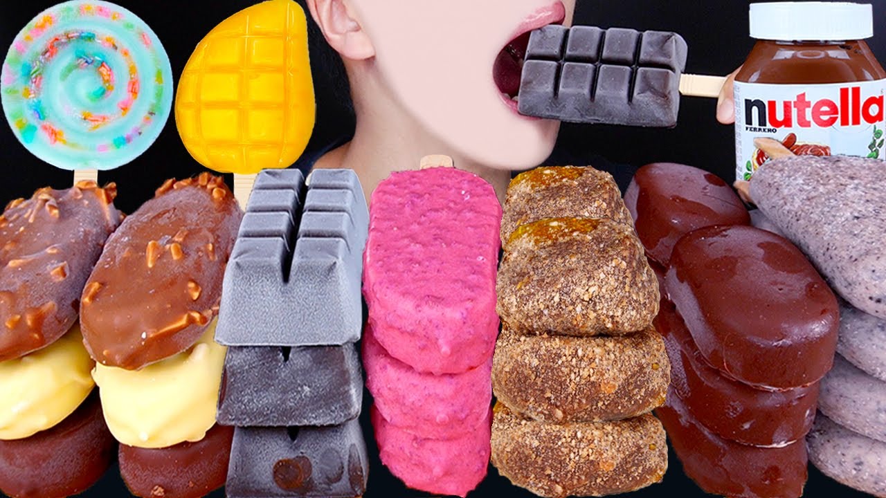 ASMR DUBAI MAGNUM CHOCOLATE ICE CREAM NUTELLA DESSERT MUKBANG두바이 초콜릿 ...