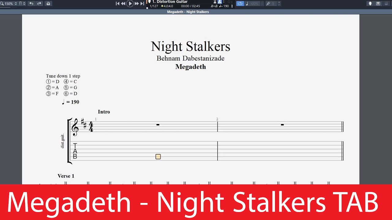 Megadeth - Night Stalkers Main Guitar Riffs TAB + Free Guitar Pro(D ...