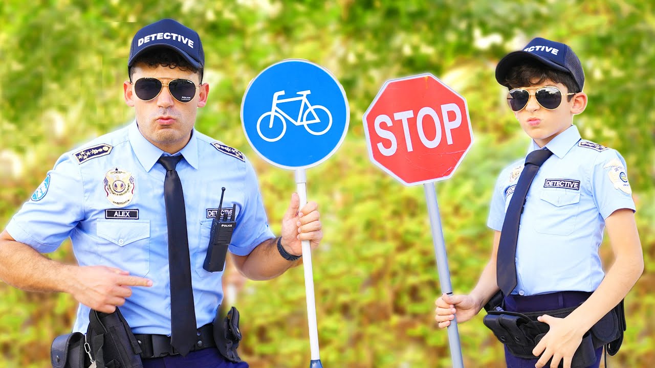 Jason and story about traffic signs with detectives - YouTube
