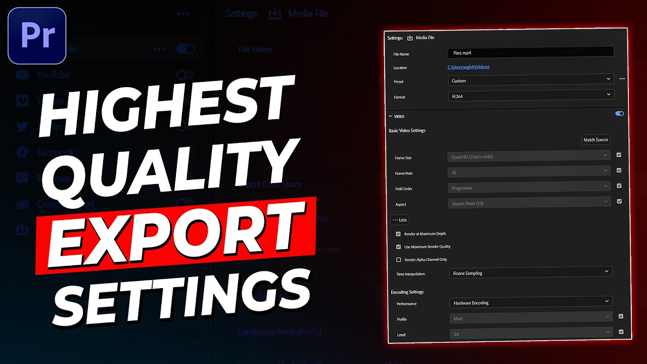High Quality Export Settings for YouTube, Instagram Reels in Adobe Premiere Pro - YouTube