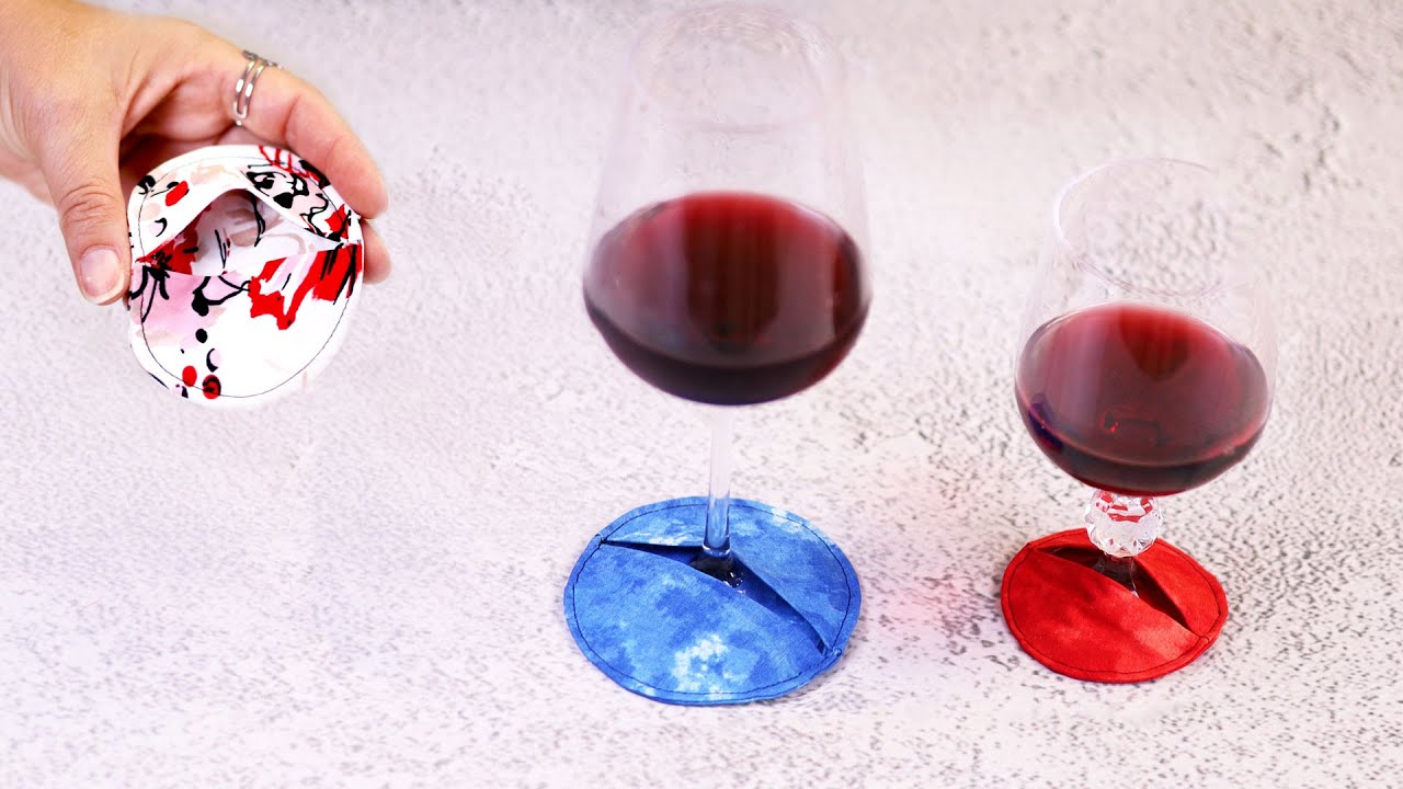 DIY Wine Glass Coasters // Easy Sewing Project with Pattern in ...