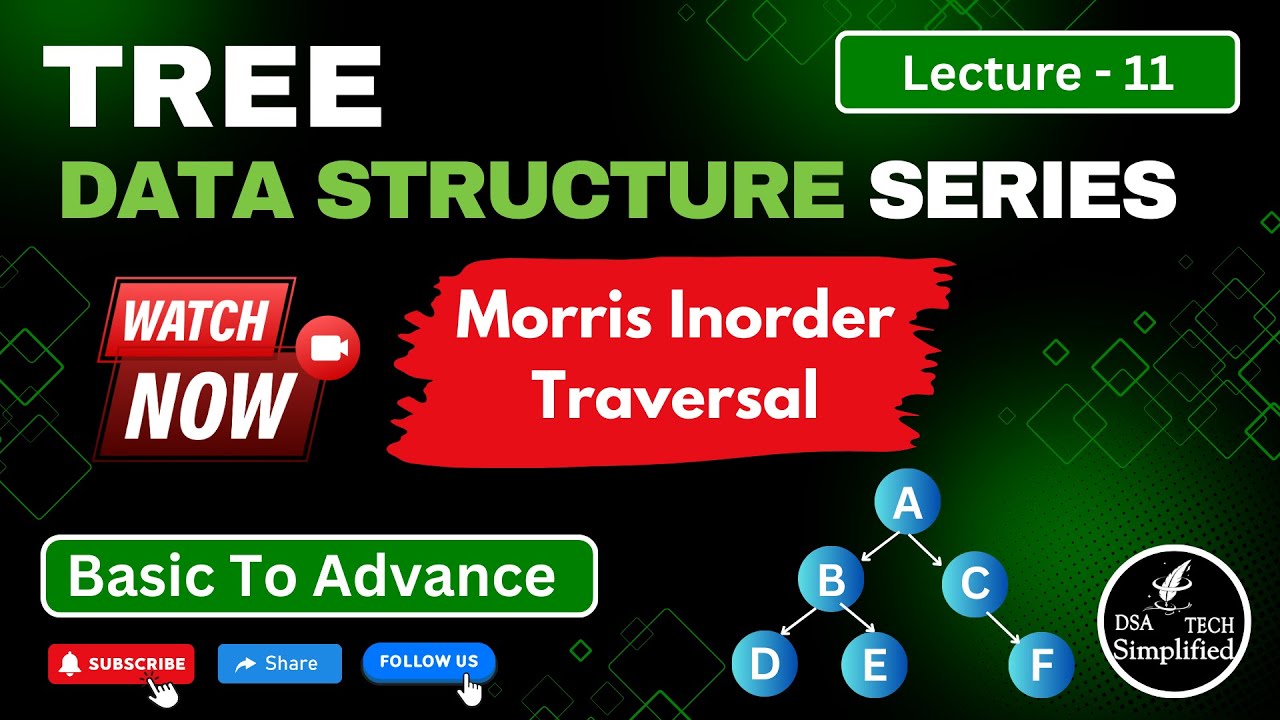 Lecture - 11 | Morris Traversal - Inorder Traversal ...