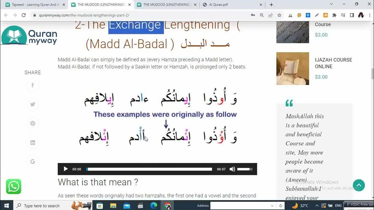 Learn Tajweed rules - Madd rules ( Madd Al-Badal ) - YouTube