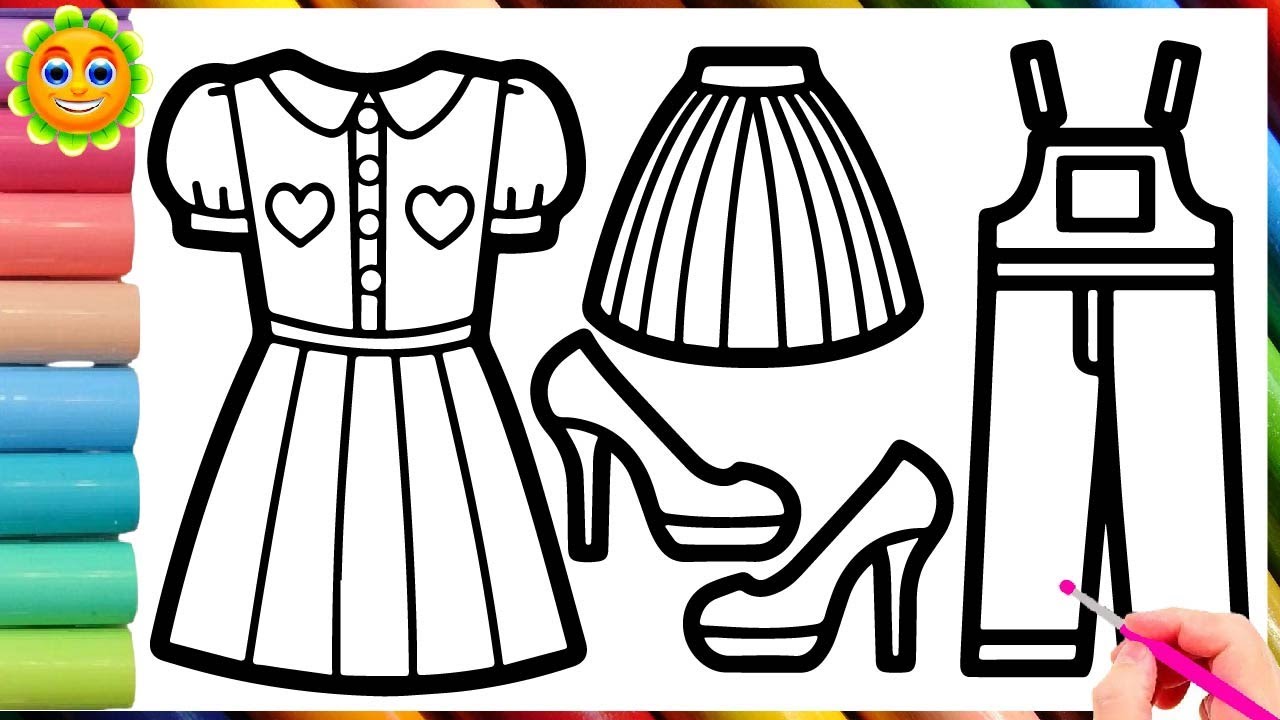 Princess Dress and Accessories Drawing and Coloring for kids.How to ...