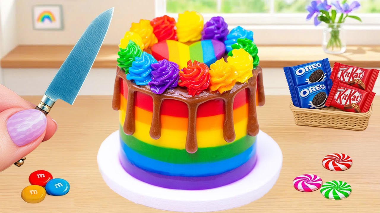 Mini Rainbow Cake Recipe With Chocolate | Amazing Rainbow Cake Recipe ...