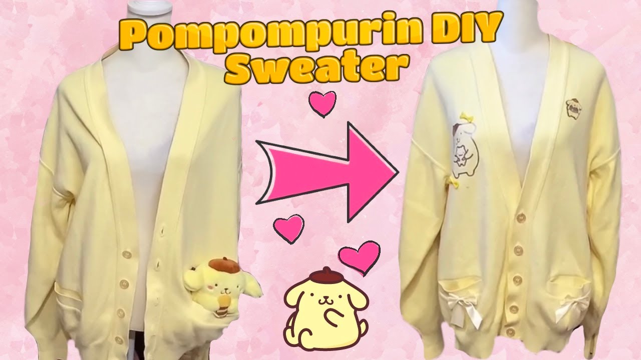 Turning Thrifted Sweater Kawaii DIY Tutorial Into Sanrio Pompompurin ...