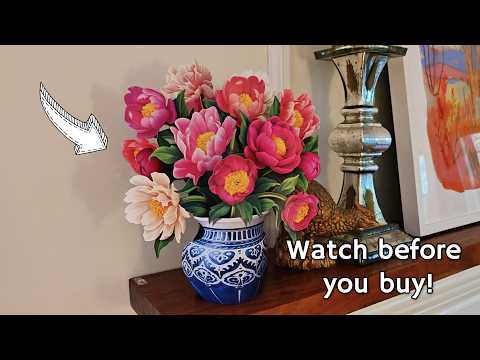 Freshcut Peony Bouquet Pop Up Paper Flower Card, Gift for Mom, Demo and Review