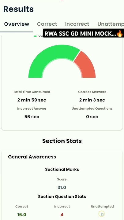 RwA SSC GD GS MINI MOCK 2025 ....!! TELL YOUR SCORE.....🥳!! ..#ssc ....#viralvideo ...# ...