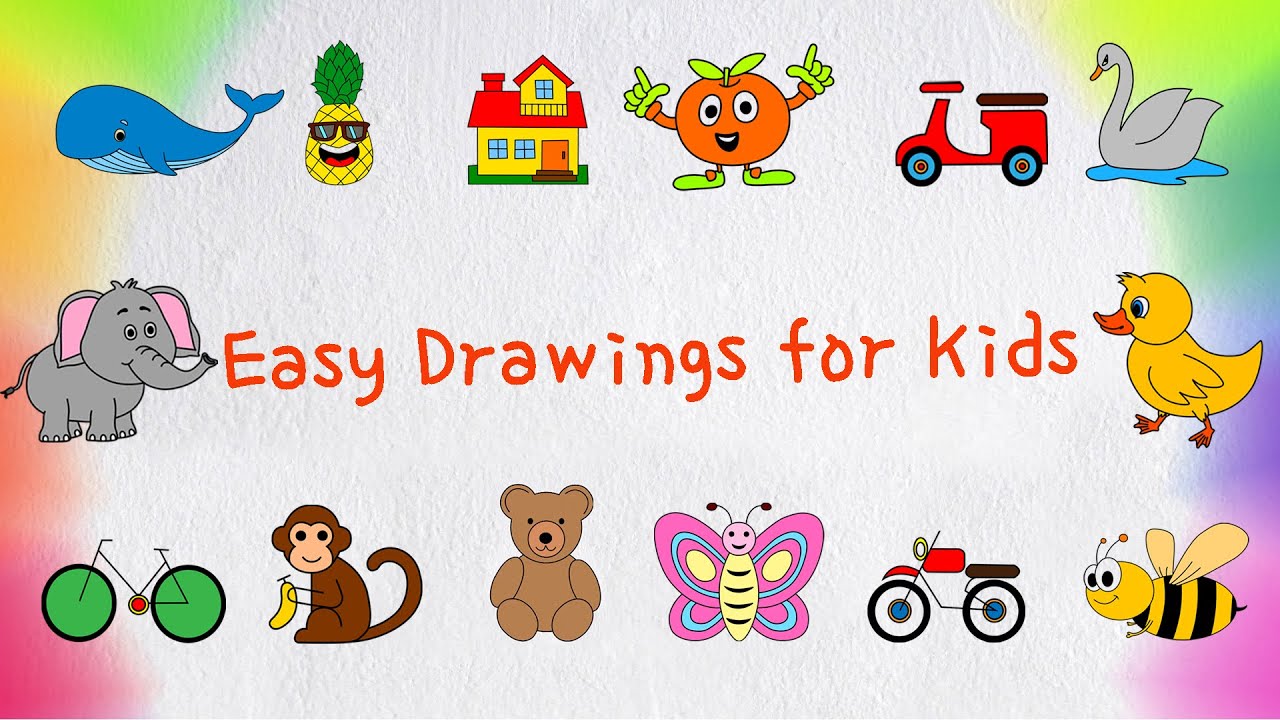 How To Draw || Easy Drawings For Kids Volume-01 || Cool Colors - YouTube