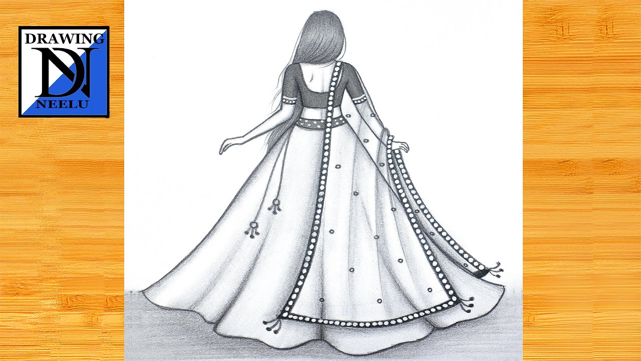 How to draw a Traditional Girl Backside || Pencil sketch for beginner ...