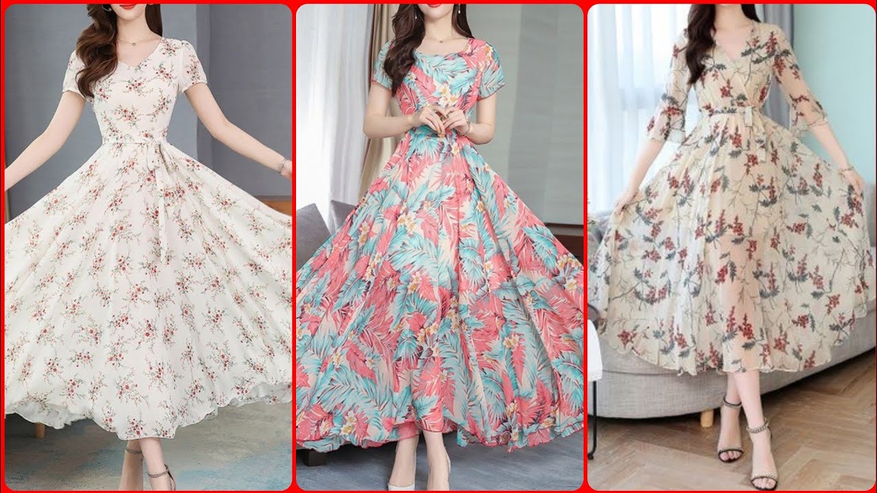 Gorgeous And Fabulous Stylish Floral Print Chiffon Long Maxi Dress ...