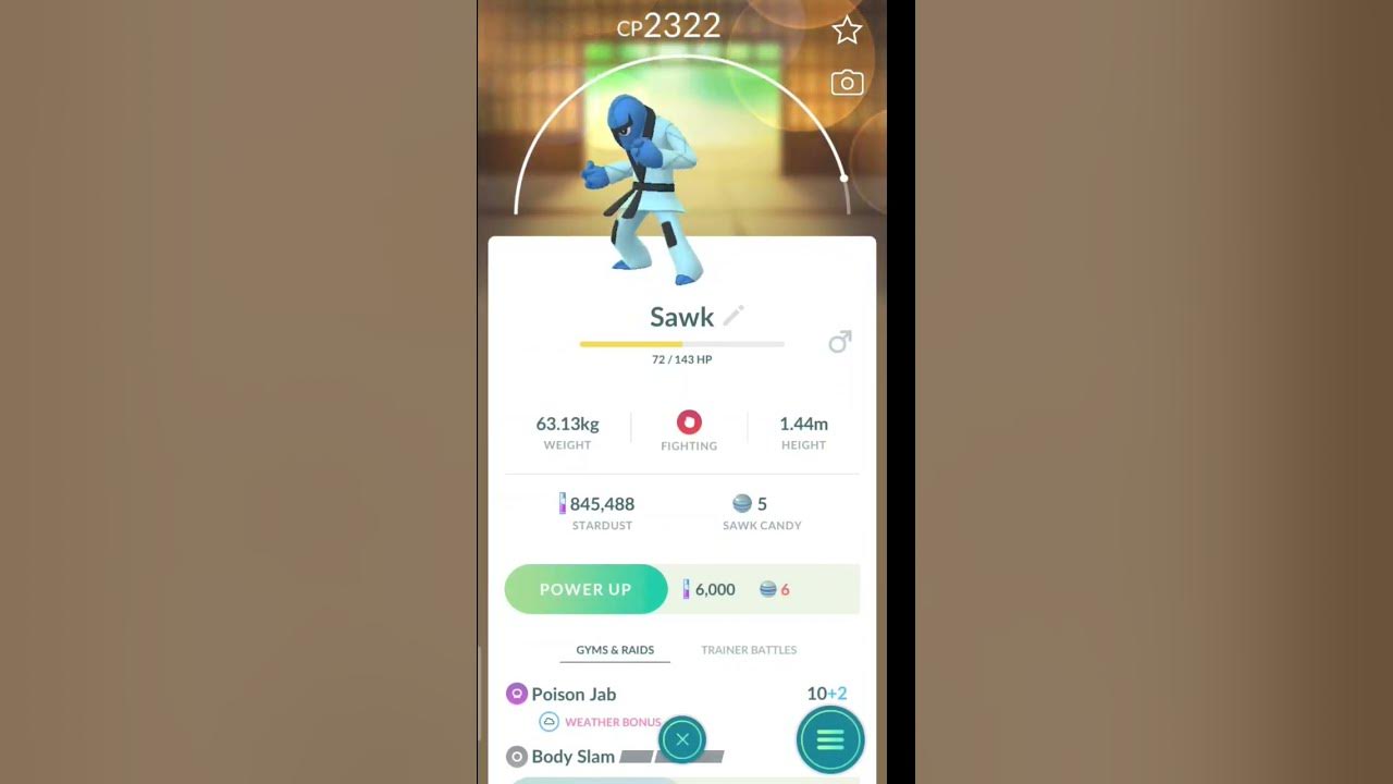 How powerful this Pokemon Sawk CP-2322 is ? #pokemongo #youtubeshorts #shorts - YouTube