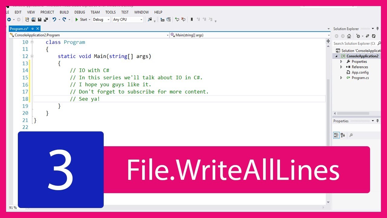 C Io Tutorial 3 File Writealllines Youtube