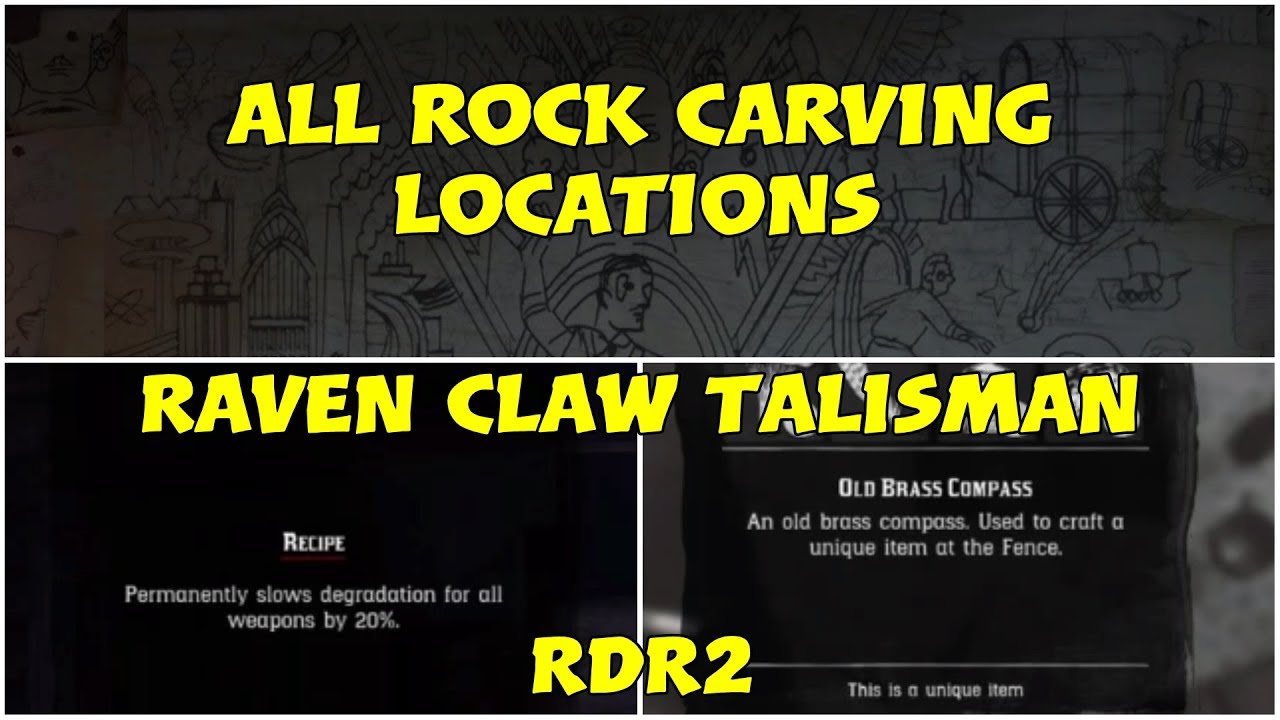 RDR2 Raven Claw Talisman,Old brass compass,All Rock Carving Secret ...