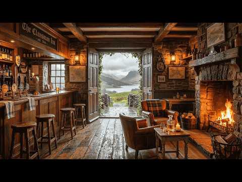 Cozy Scottish Pub in the Rain 🍺🔥 | Highland Ambience & Folk Music for Sleep