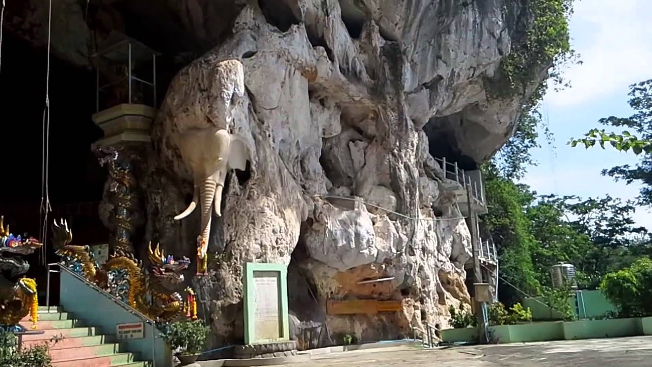 the temple and cave of elephant in sadao thailand - YouTube