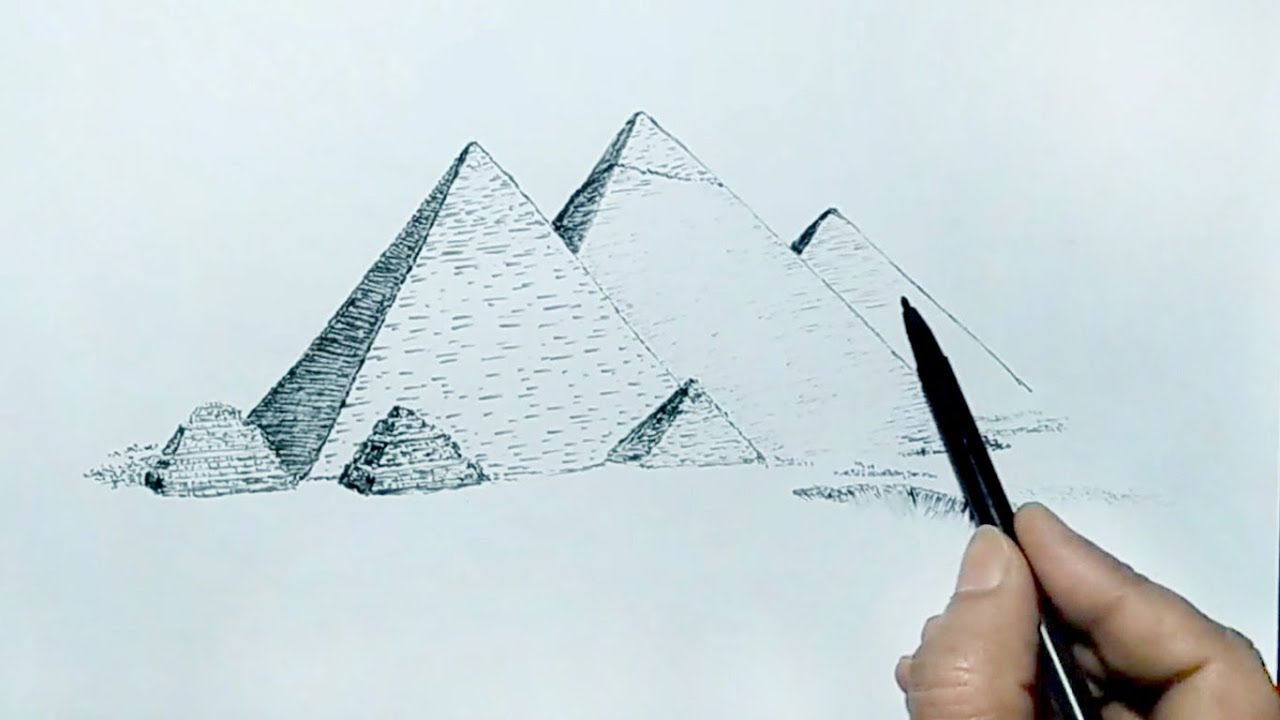 How to draw the Pyramids of Giza || Part - 1 - YouTube