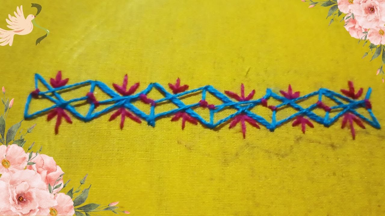 unique hand embroidery designs. All over side stitch hand border ...