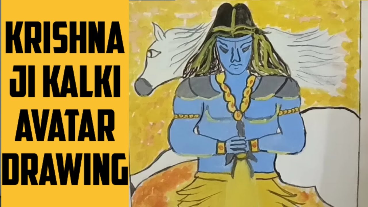 KRISHNA JI KALKI AVATAR DRAWING|HOW TO MAKE EASY DRAWING|CREATIVE IDEA ...