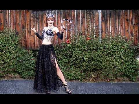 Gothic belly dance with tambourine! Black lace skirt. Sofia Metal Queen (Sofia Goldberg)