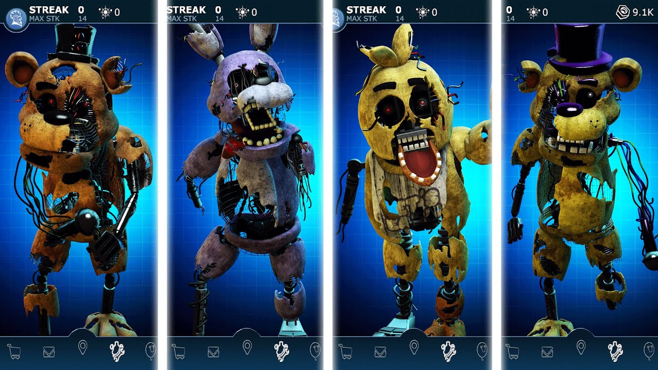 Broken Classic Animatronics FNAF AR Workshop Animations - YouTube